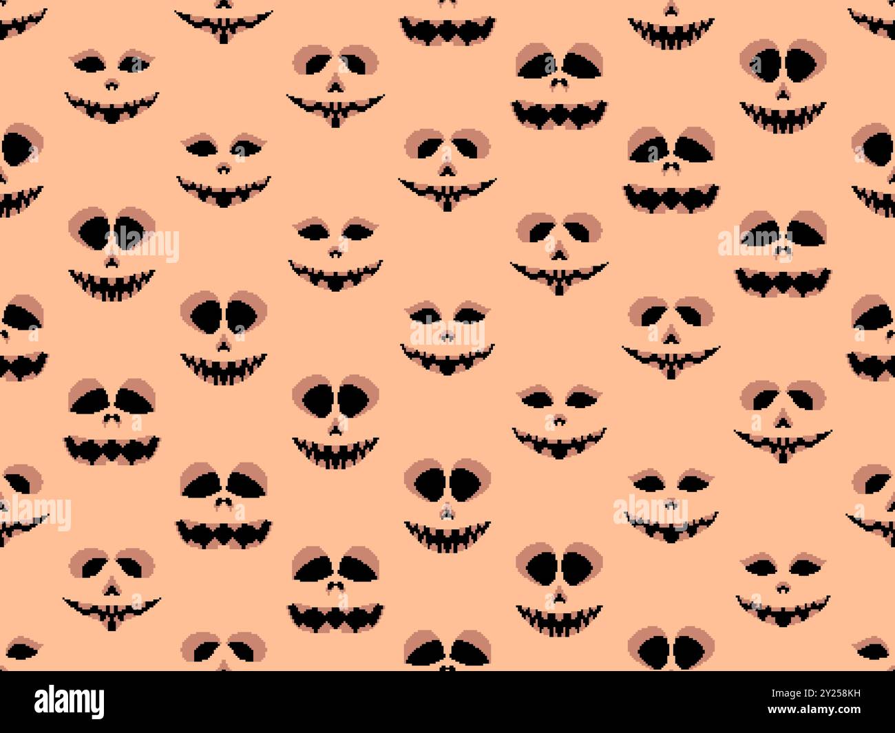 Seamless pattern with halloween scary face in pixel art style. Pixel ...