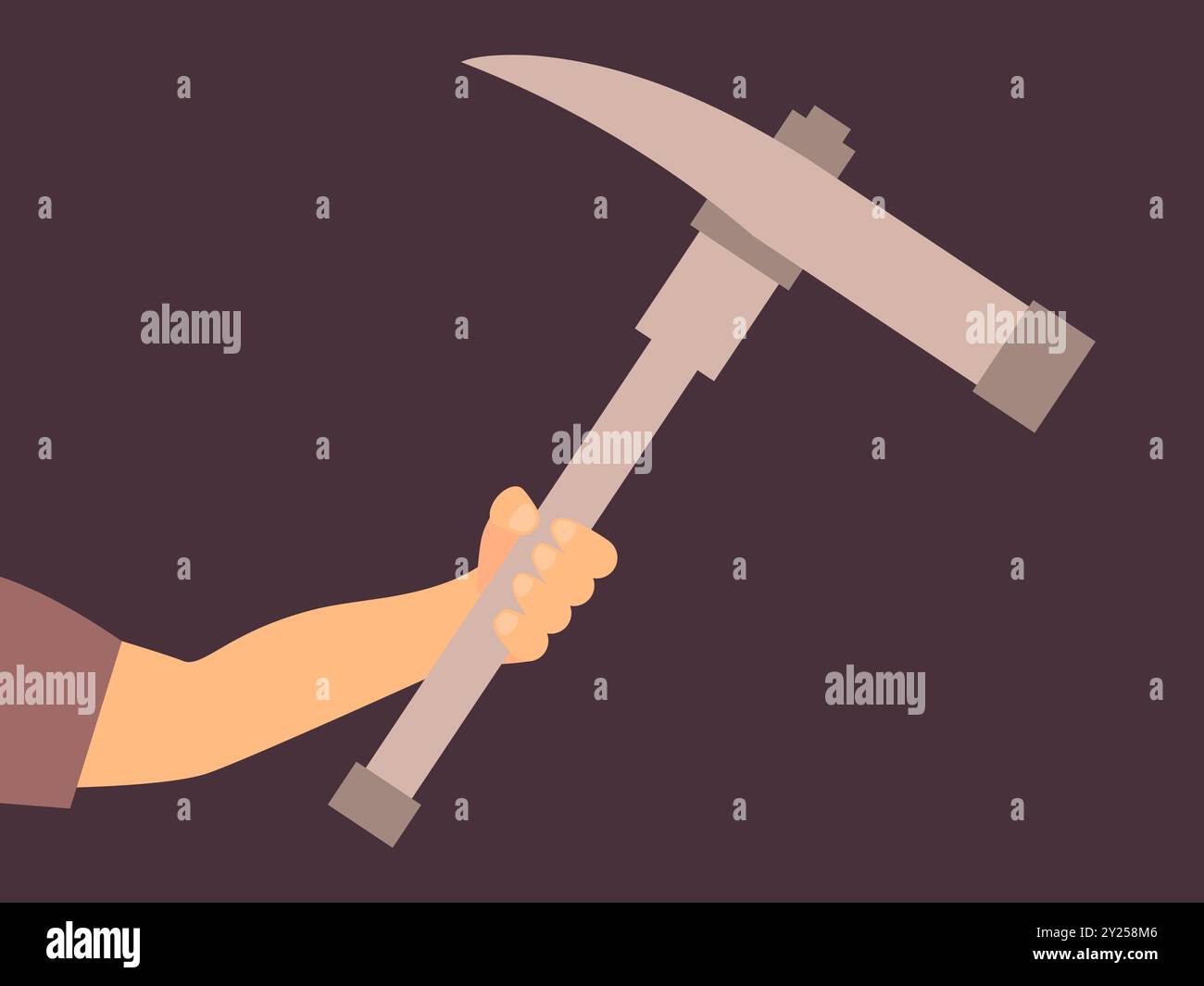 Hand holding a pickaxe for mining. Pickaxe is a working tool for ...