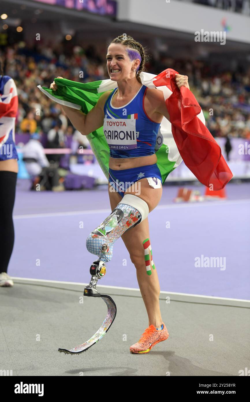 Martina Caironi of Italy celebrates after competing in the womens T63 ...