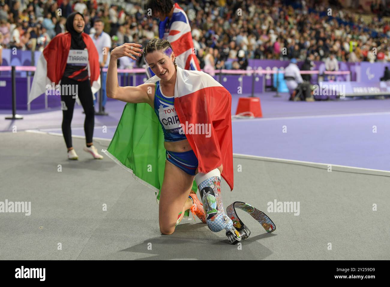Martina Caironi of Italy celebrates after competing in the womens T63 ...