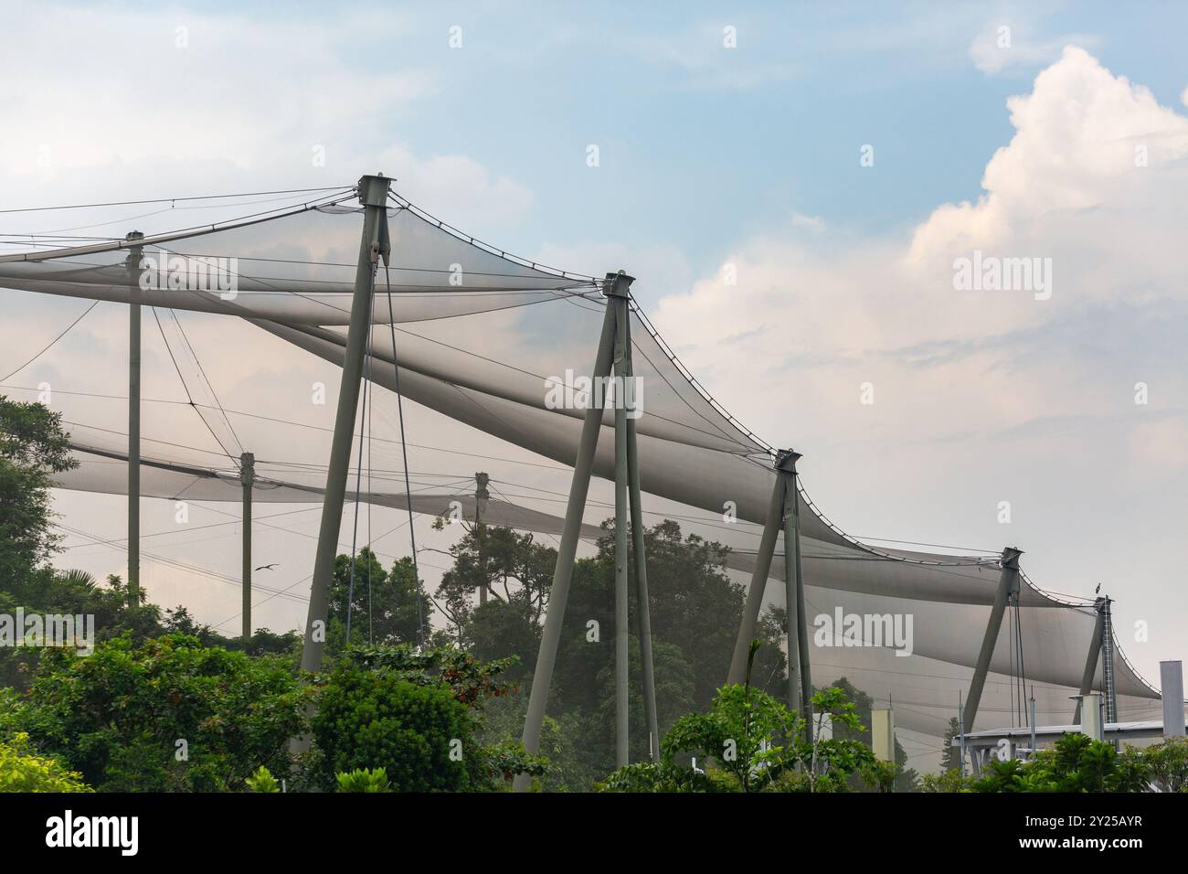 Man made architecture structure of a huge aviary, a huge bird can be ...