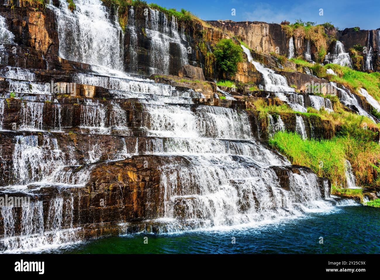 Beautiful natural cascades of waterfall with crystal clear water Stock ...