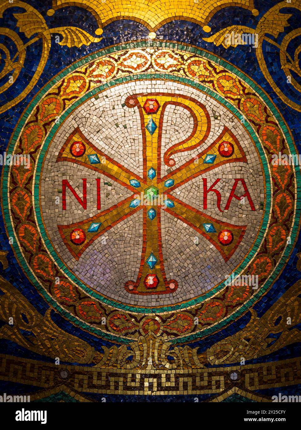 NI KA, Christian Symbol, Jesus Christ Conquers, The baptismal font Text ...