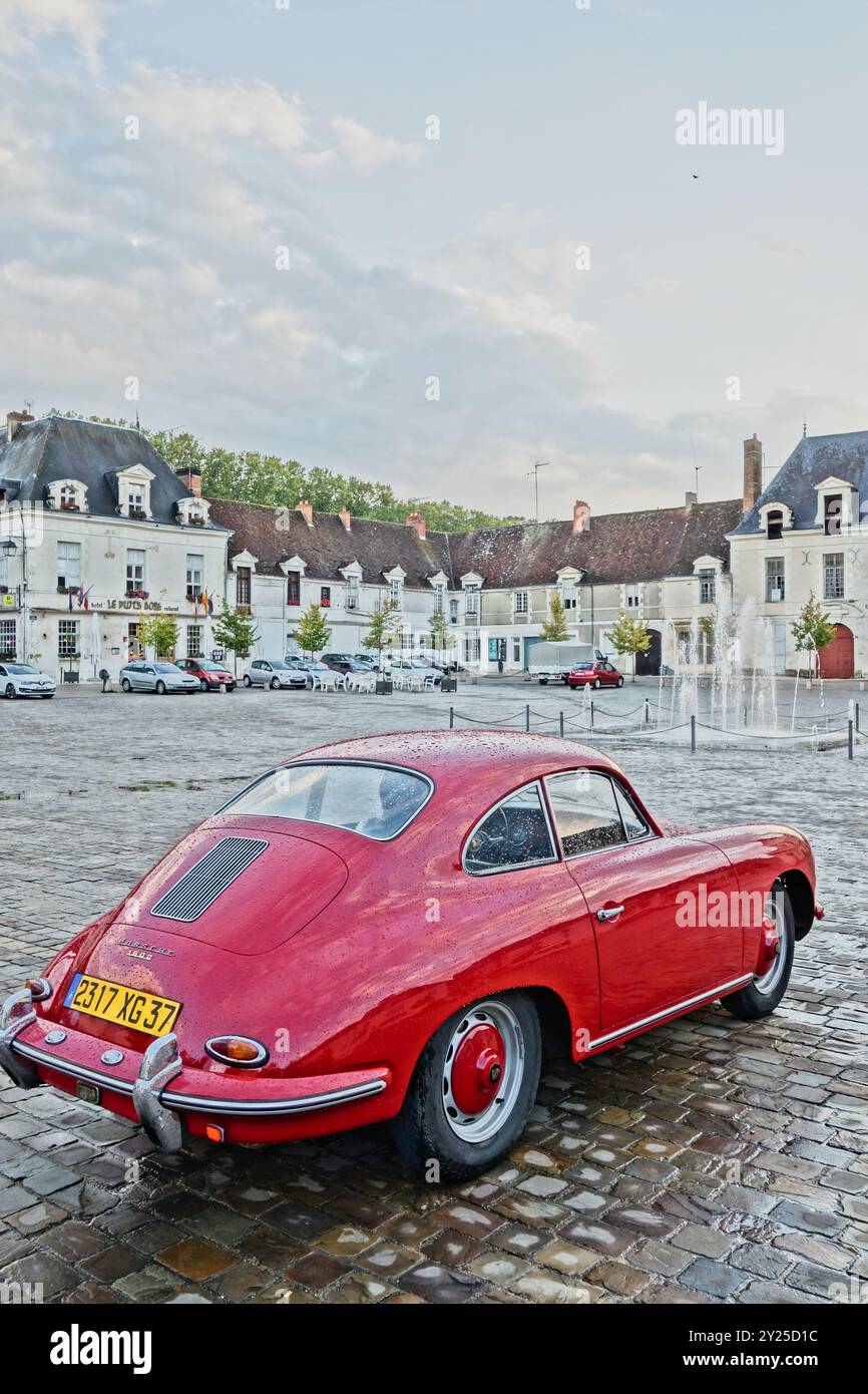 Porsche 956 in Richelieu Square, Sainte-Maure-de-Touraine, France Stock ...
