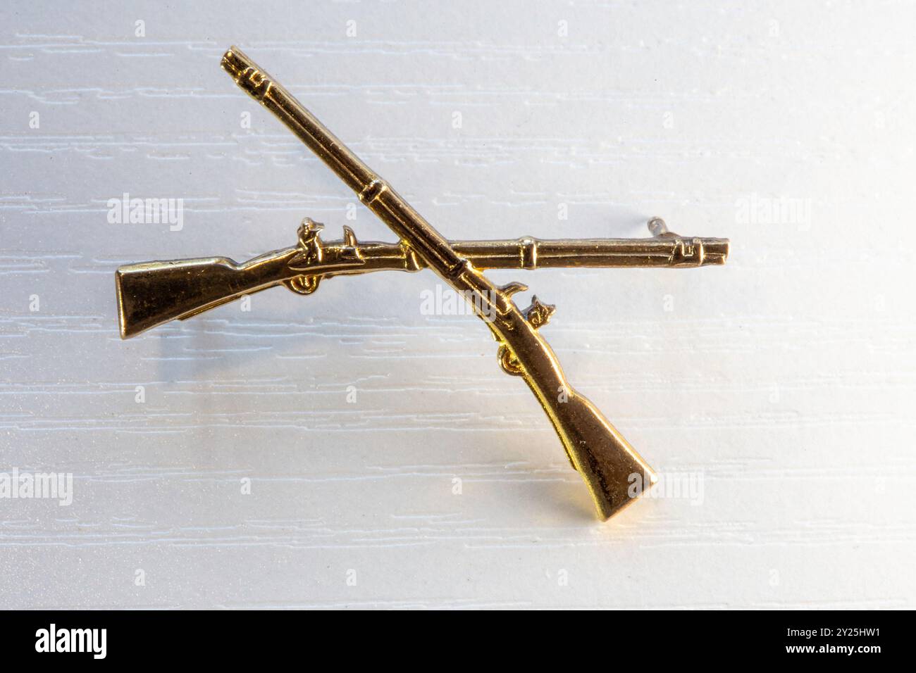 Close Up on the Crossed Muskets designating infantry branch of the US ...