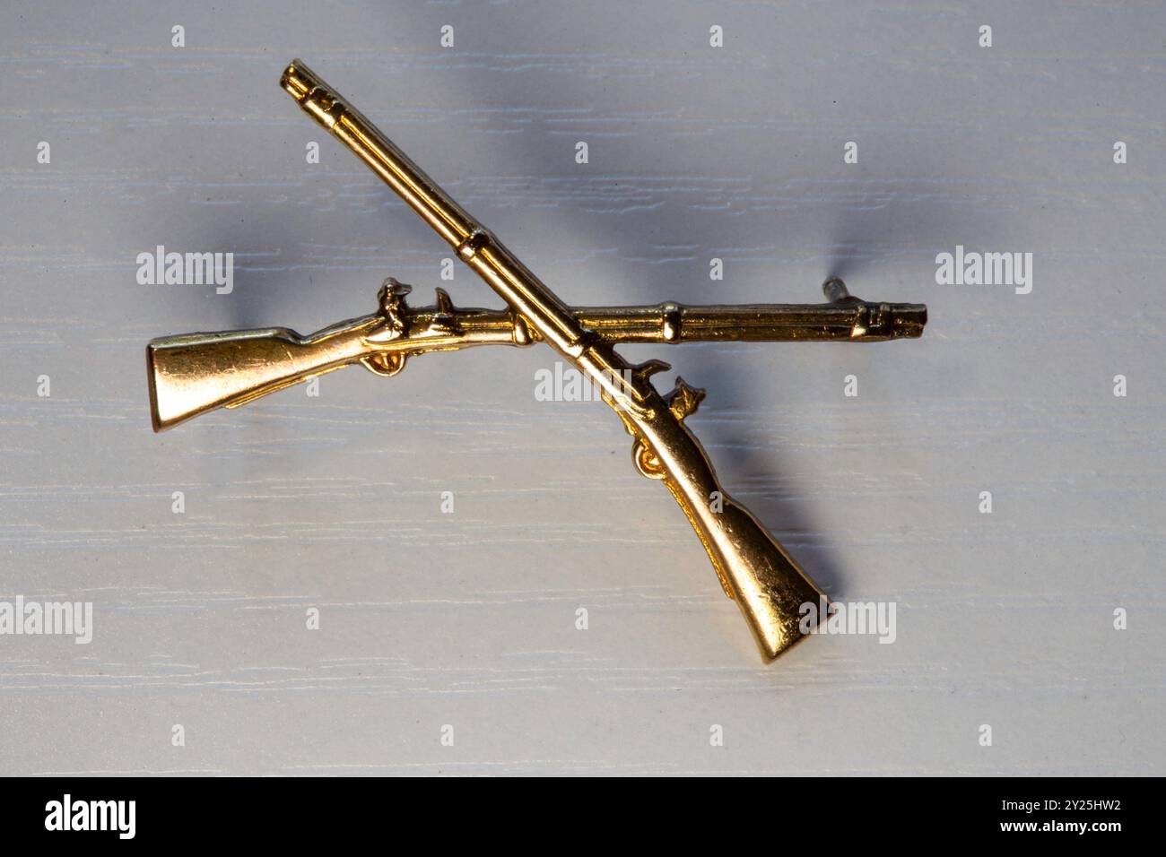 Close Up on the Crossed Muskets designating infantry branch of the US ...