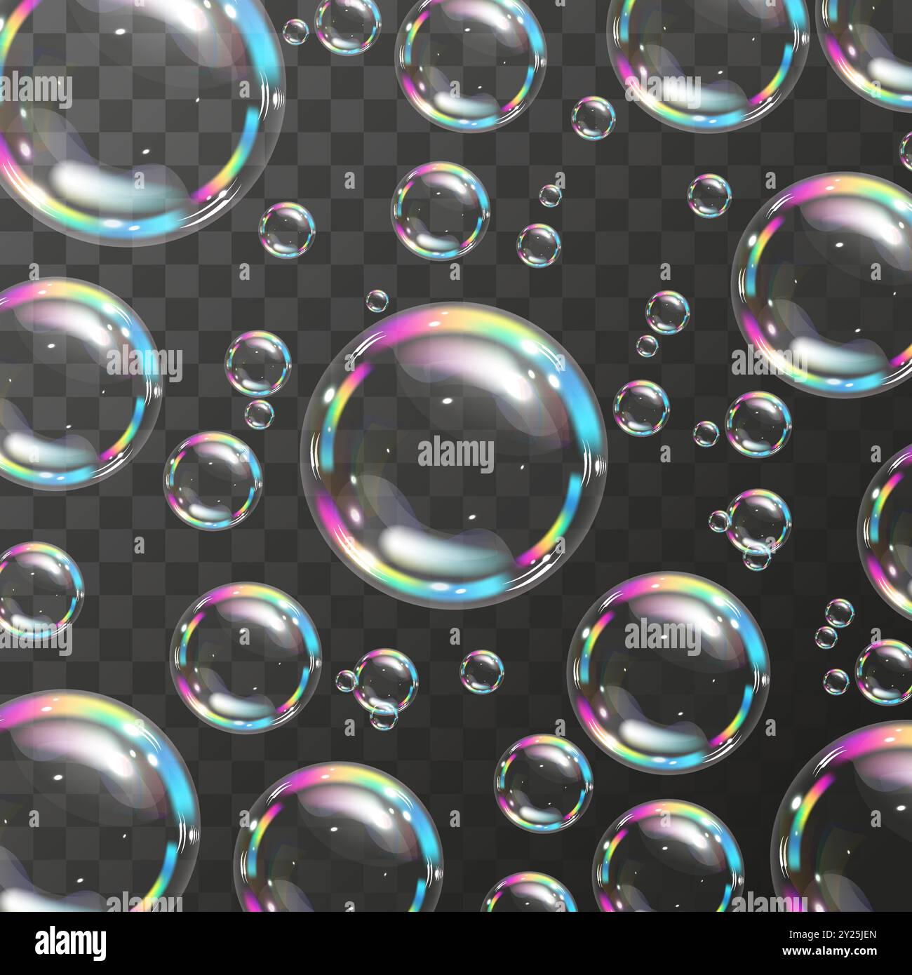 Soap bubbles. Rainbow reflection transparent realistic soap bubbles ...