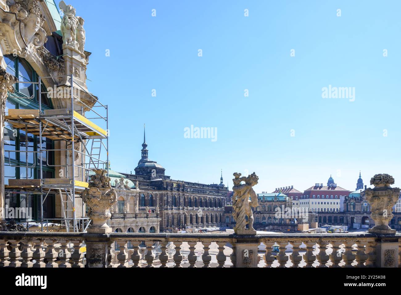 Reconstruction works in the Zwinger palace complex with gardens, one of ...