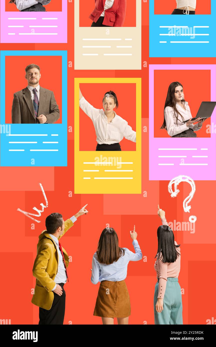 Contemporary art collage. HR concept with colorful frames showcasing ...