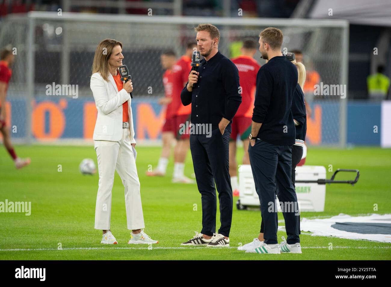 coach/ national coach Julian NAGELSMANN(GER) in a TV interview with presenter Katrin MUELLER ...