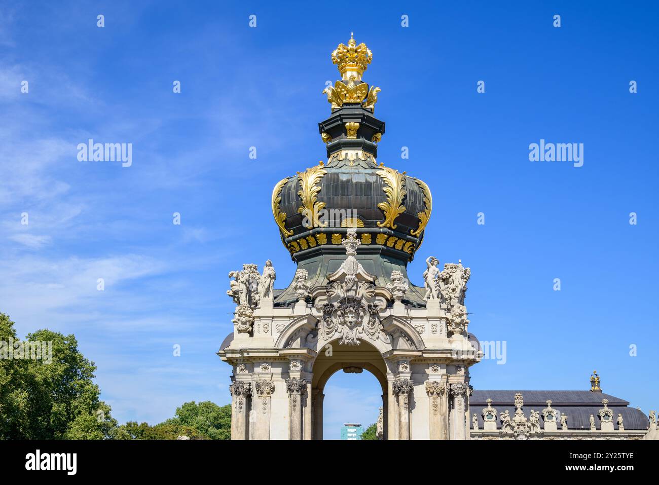 The Crown gate of Zwinger palace complex with gardens, one of the most ...