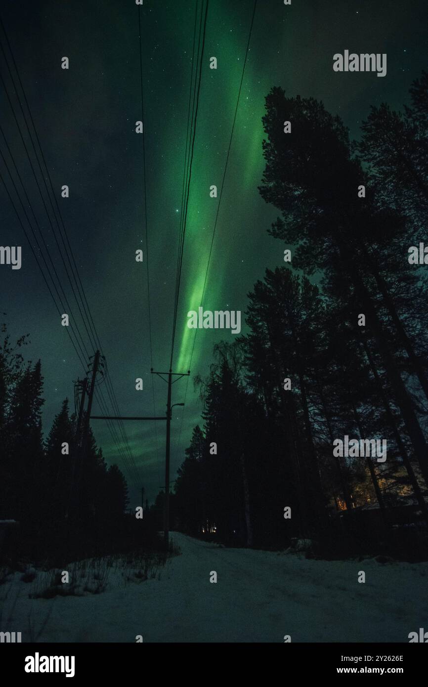 Power lines northern lights hi-res stock photography and images - Alamy
