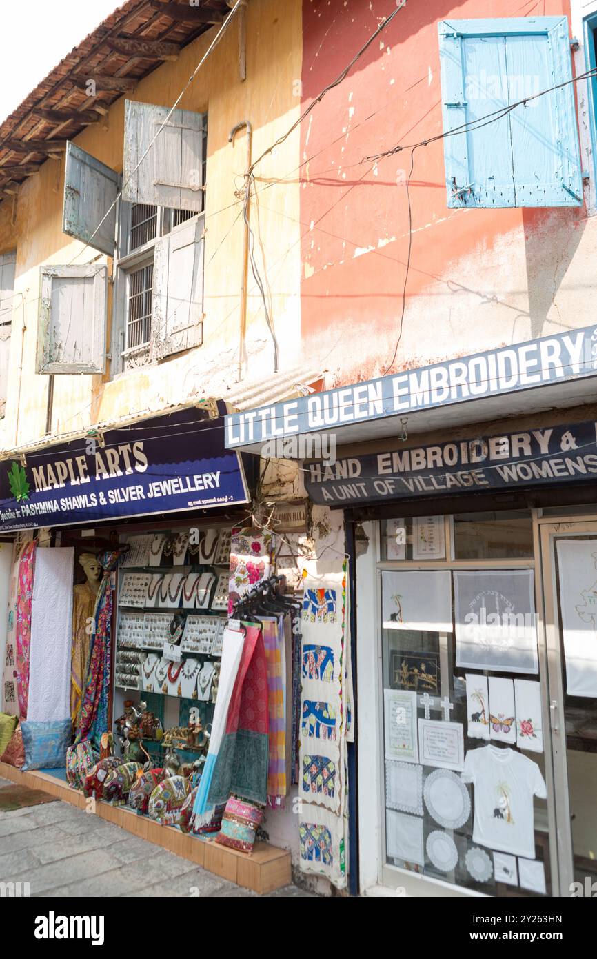 India, Kerala, Kochi (Fort Cochin), Colourful colonial buildings in ...
