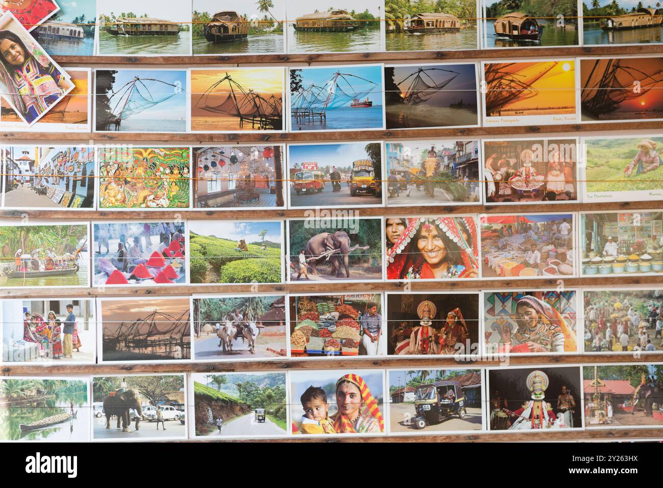 India, Kerala, Kochi (Fort Cochin), Postcards of tourist attractions in ...