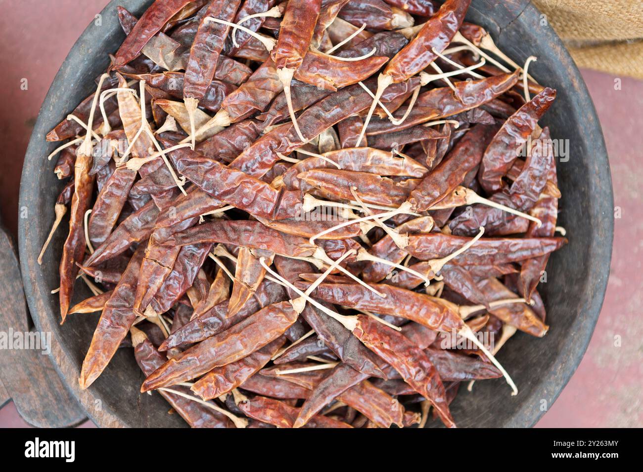 India, Kerala, Kochi (Fort Cochin), Dried chillis in Spice Market Stock ...