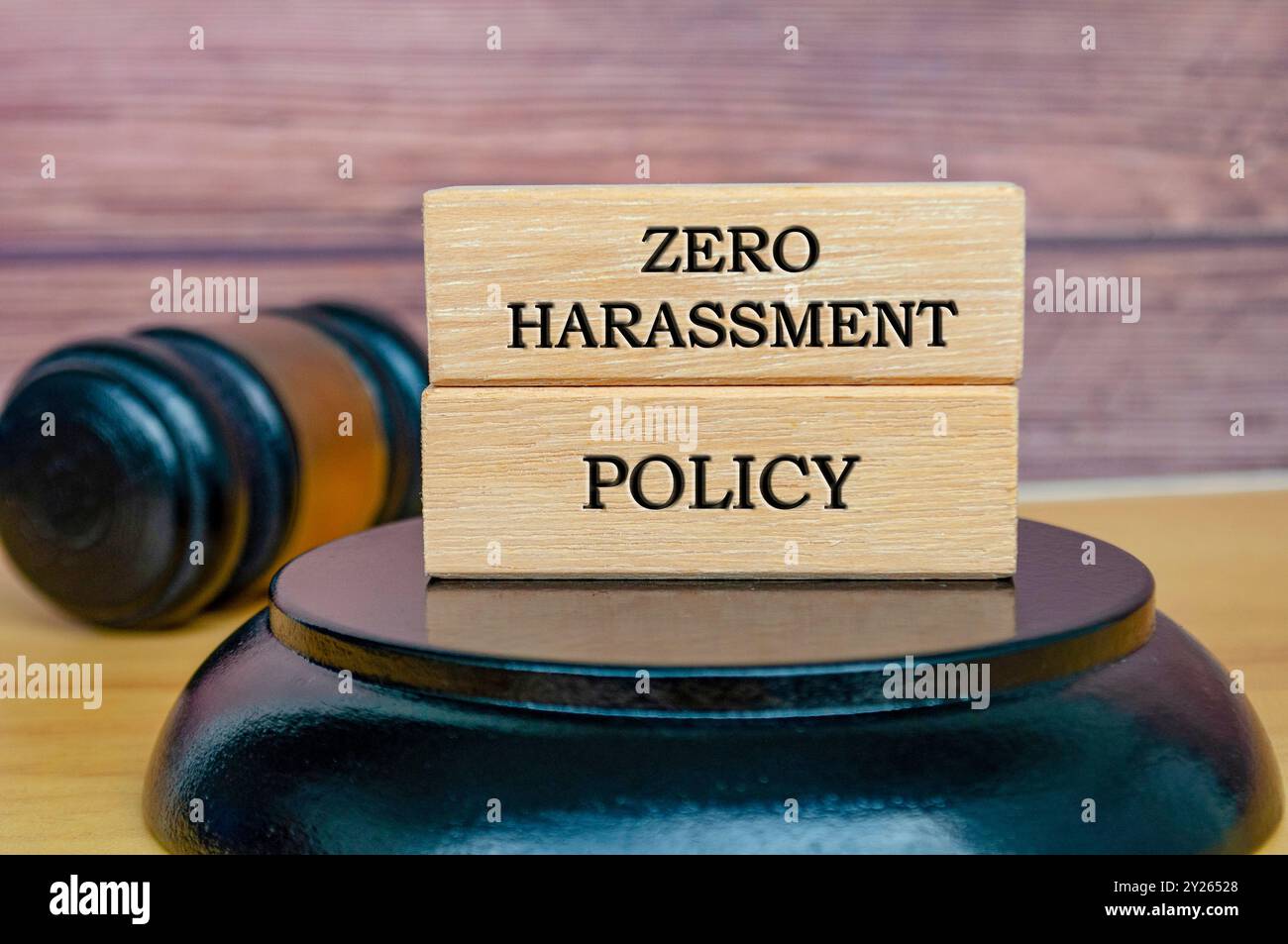 Zero Harassment Policy text written on wooden blocks with gavel ...