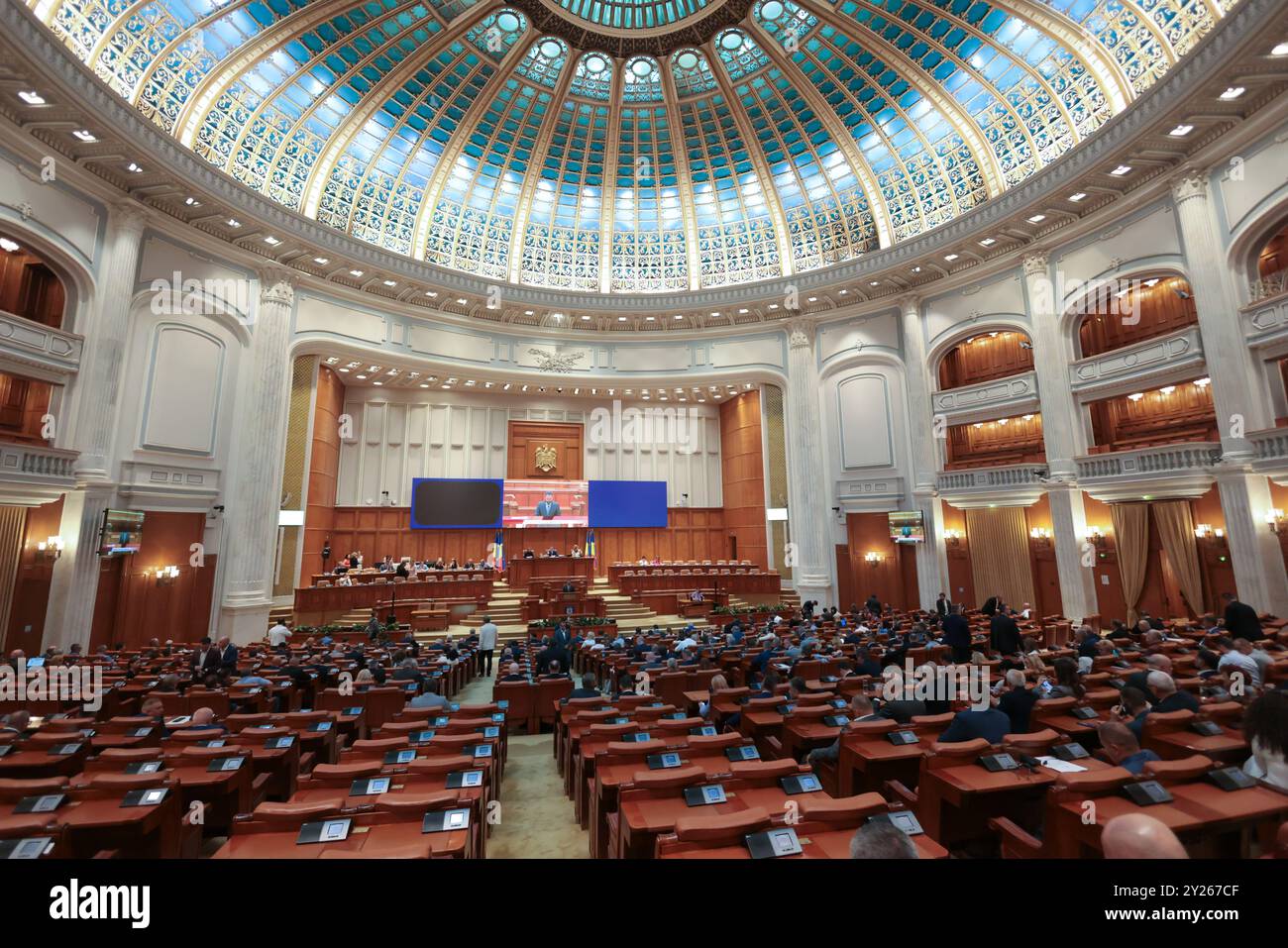 Bucharest palace of parliament interior hi-res stock photography and ...