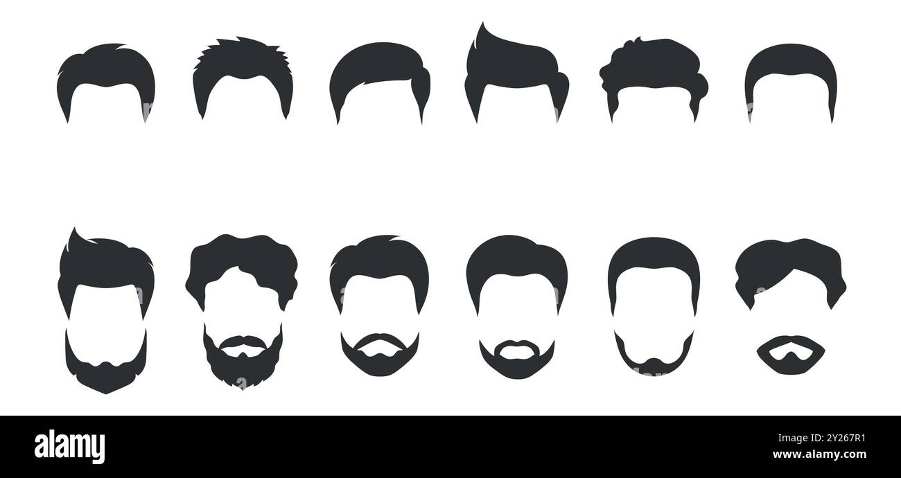 Abstract set of different style of men haircut, beards and moustache. Vector illustration Stock ...