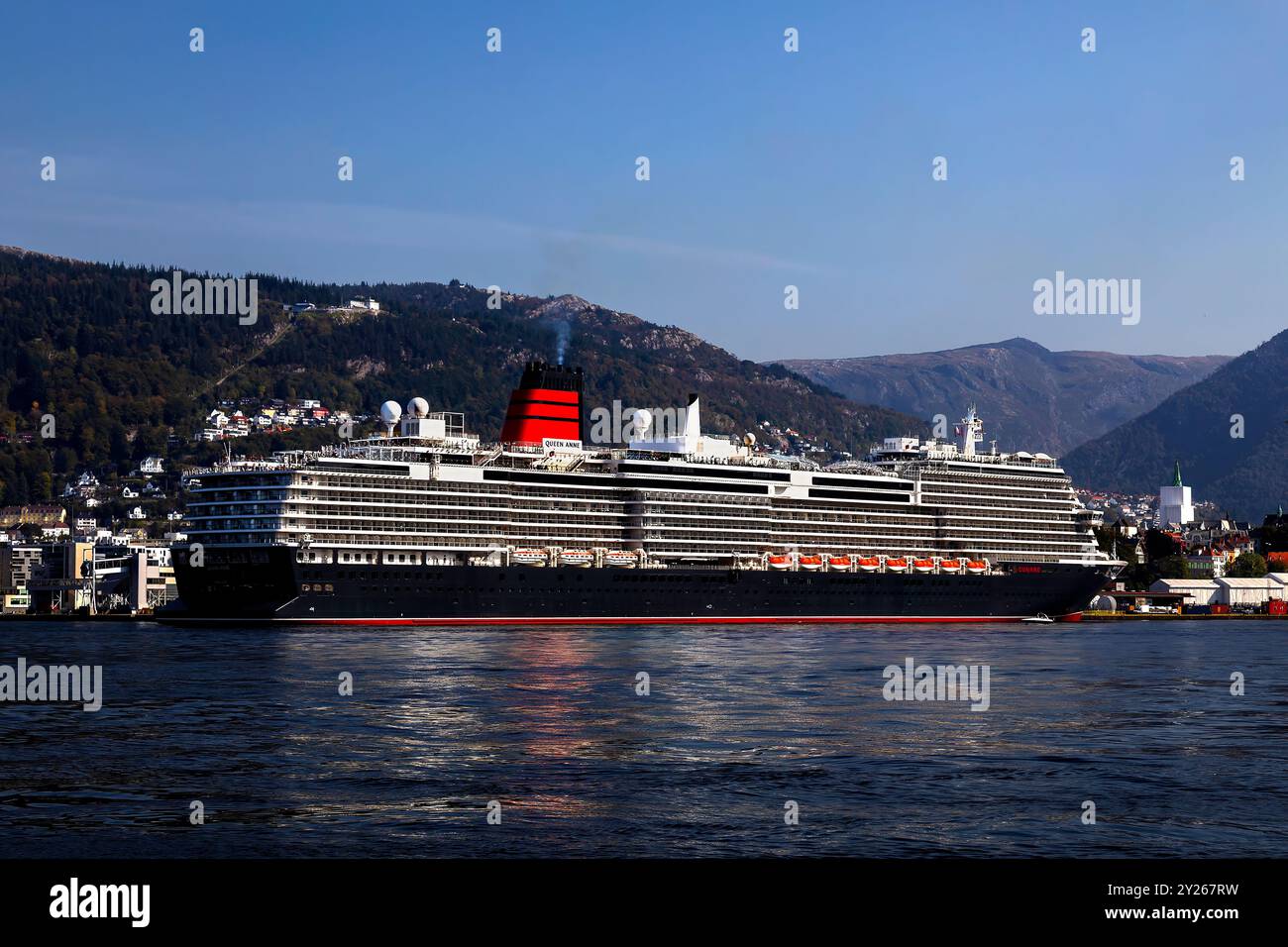 Cruise ship Queen Anne at Jekteviksterminalen quay, in the port of ...