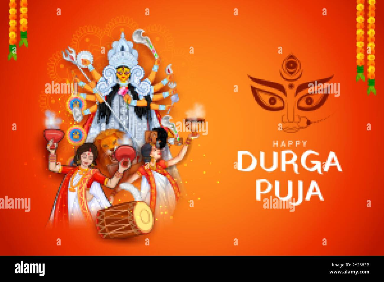 illustration of Goddess Durga in Happy Durga Puja Subh Navratri Indian ...