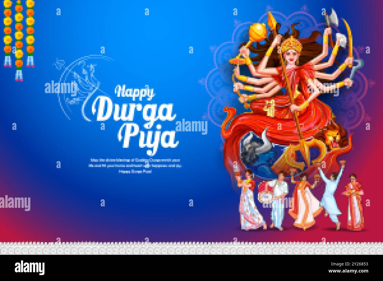 illustration of Goddess Durga in Happy Durga Puja Subh Navratri Indian ...