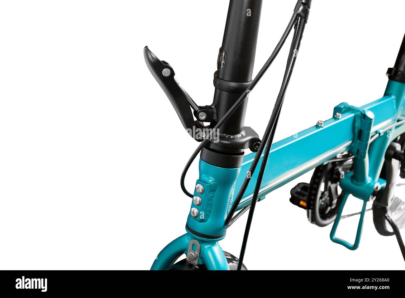 Folding bicycle handlebars. Close-up. Isolated on white background ...