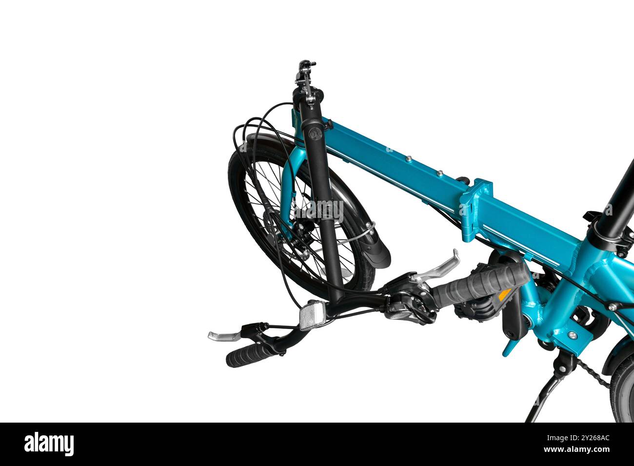 Folding bicycle handlebars. Close-up. Isolated on white background ...