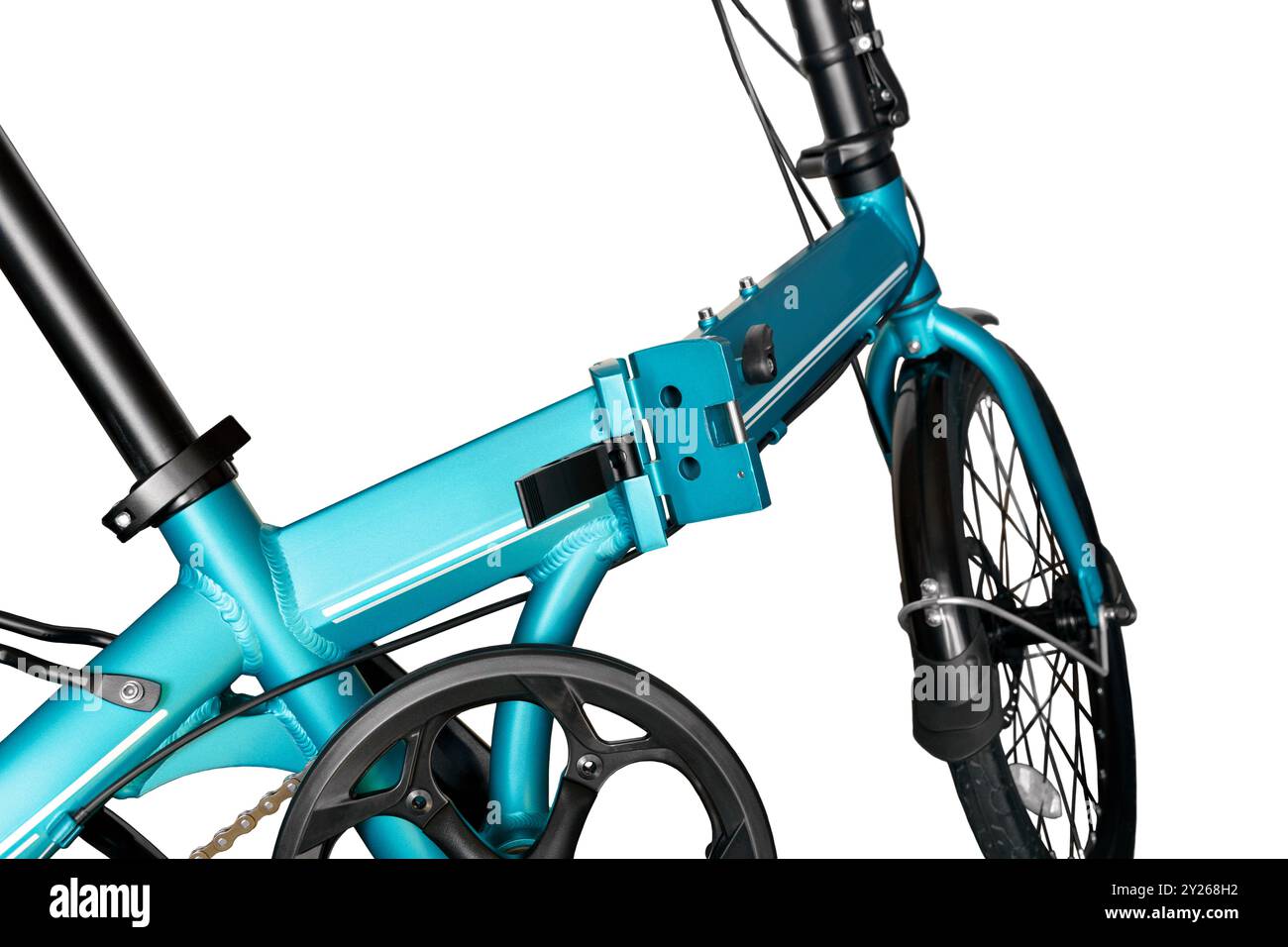 Folding bicycle frame. Close-up. Isolated on white background Stock ...