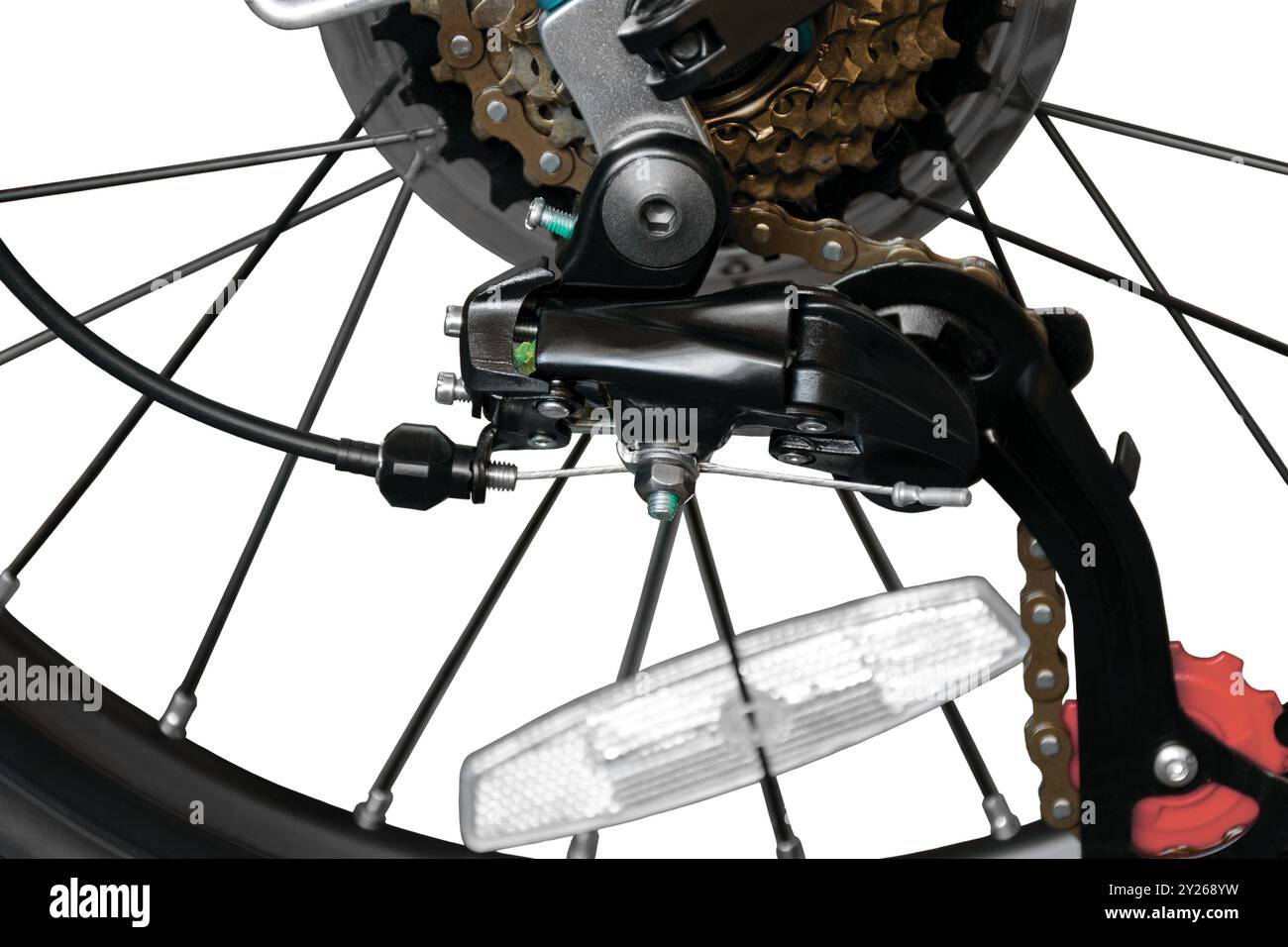 Bicycle chain tensioner. Close-up. Isolated on white background Stock ...