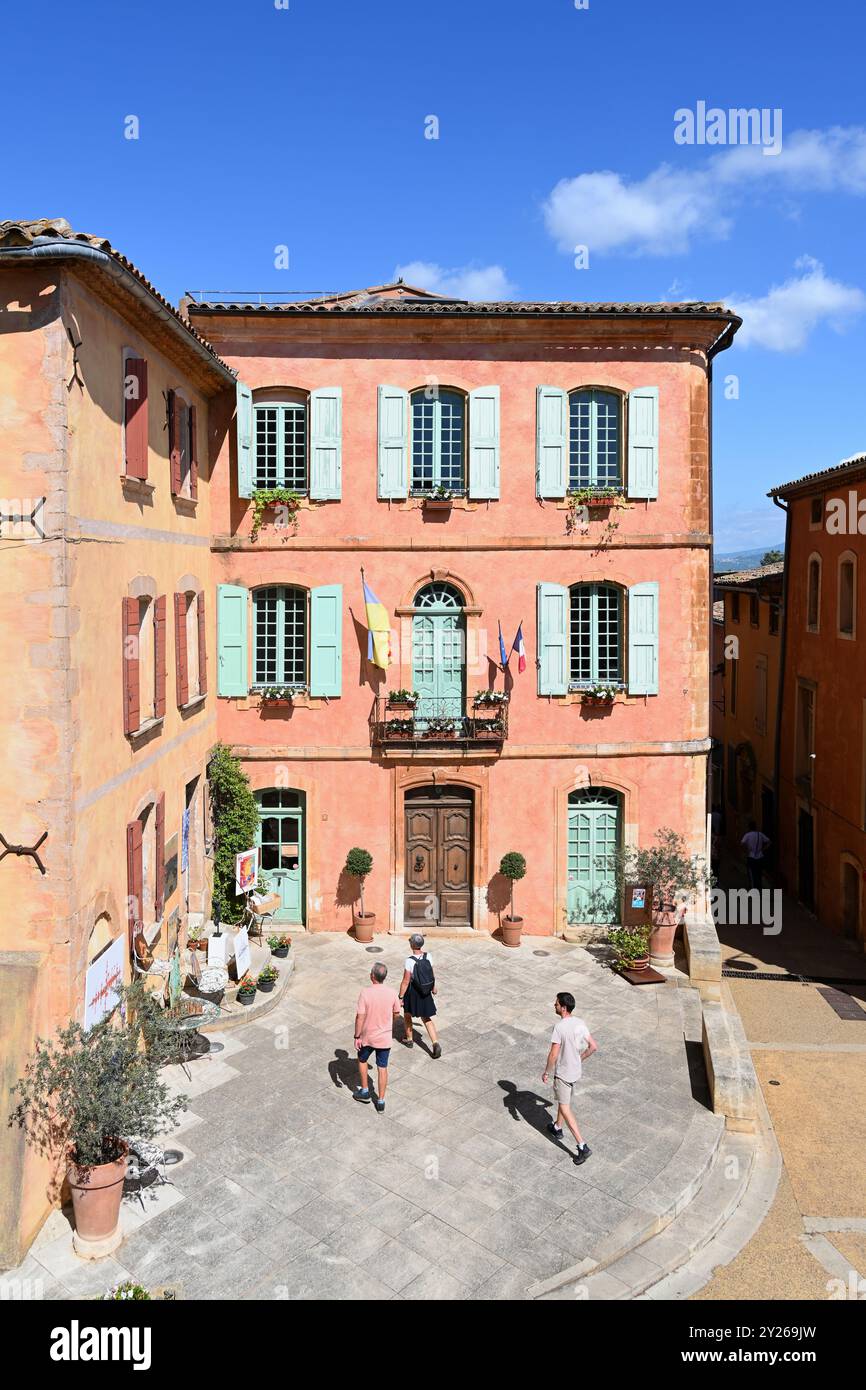 Tourists in the Main Village Square with Town Hall or Marie in the ...