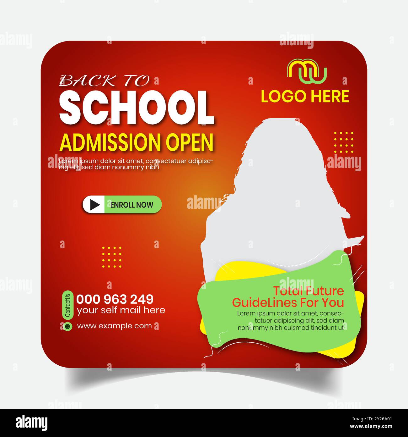 School Advertising Social Media Post Design Templates Stock Vector ...