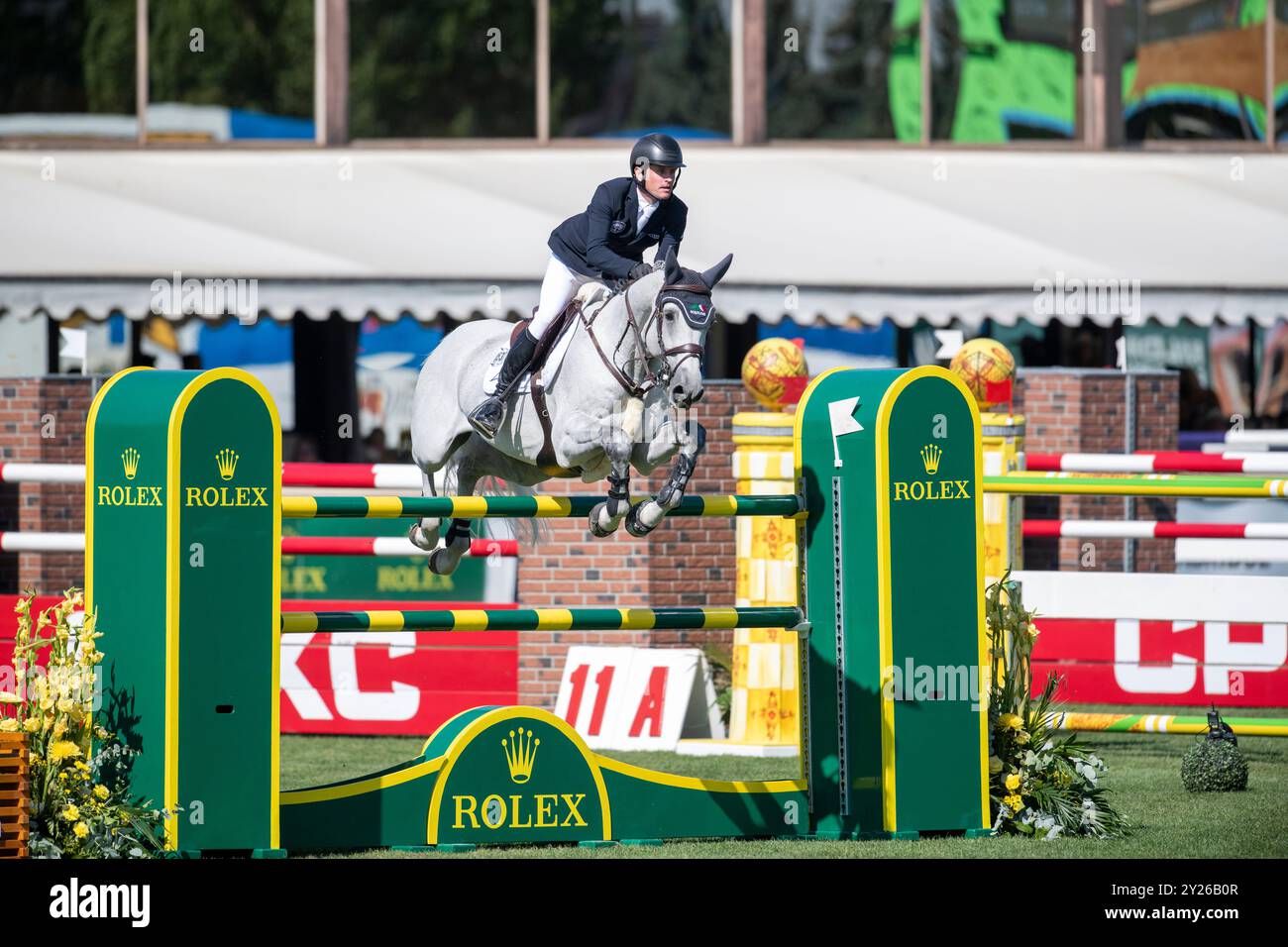 Calgary, Alberta, Canada, 8 September 2024. Darragh Kenny (IRE) riding ...