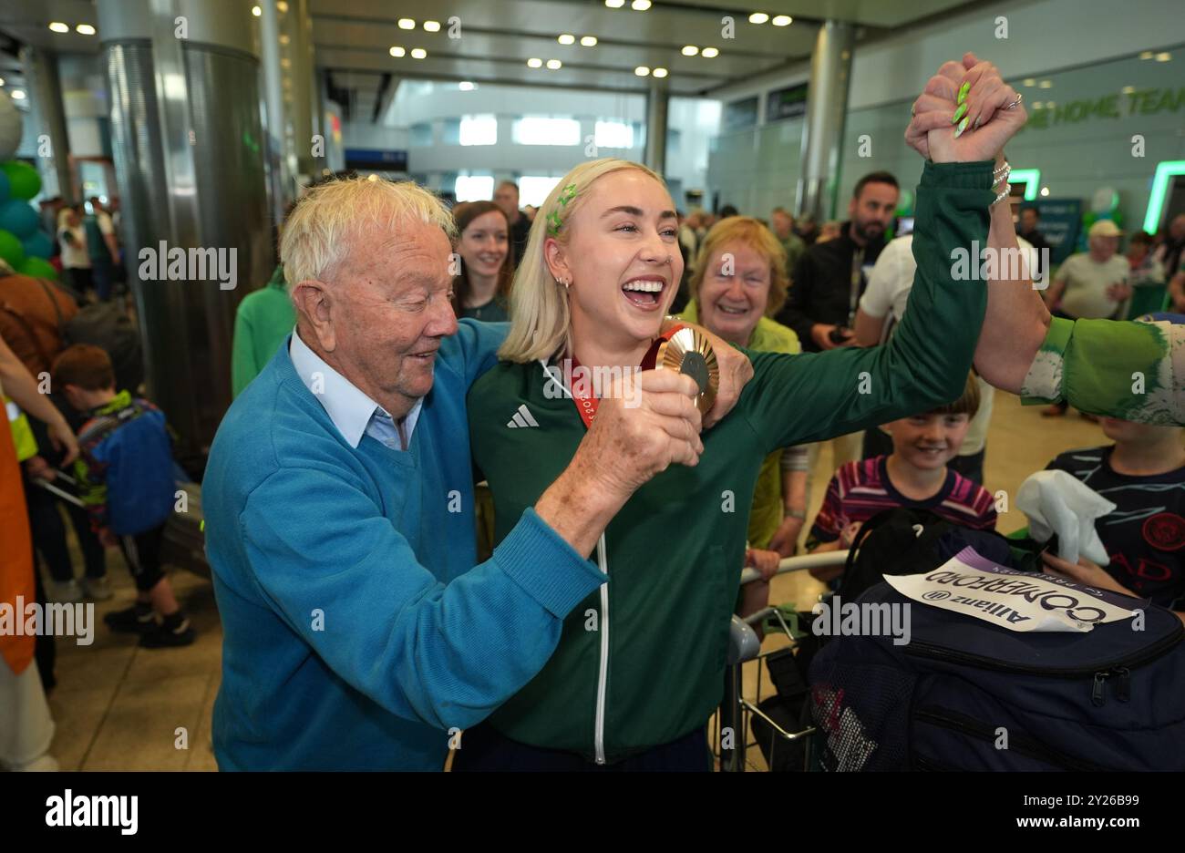 Ireland's Orla Comerford, with her grand-uncle Eamon, arriving at ...