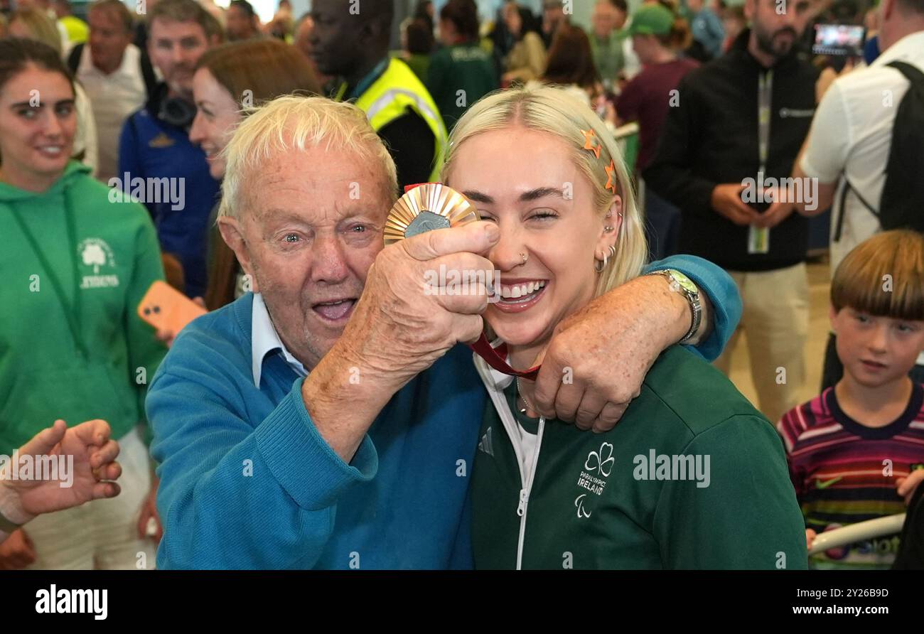 Ireland's Orla Comerford, with her grand-uncle Eamon, arriving at ...