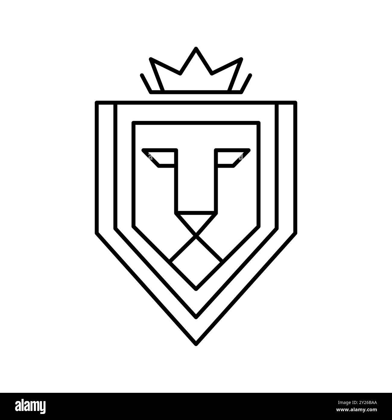 Lion logo with a crown or modern line icon. Vector line art design with ...