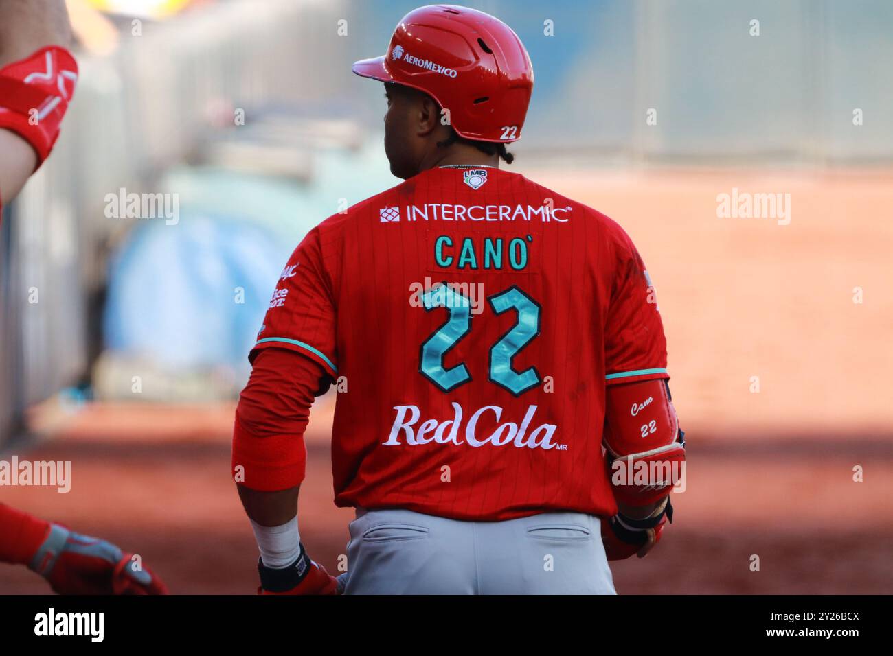 Robinson Canó #22 of Diablos Rojos at the bat during the Resumption of ...