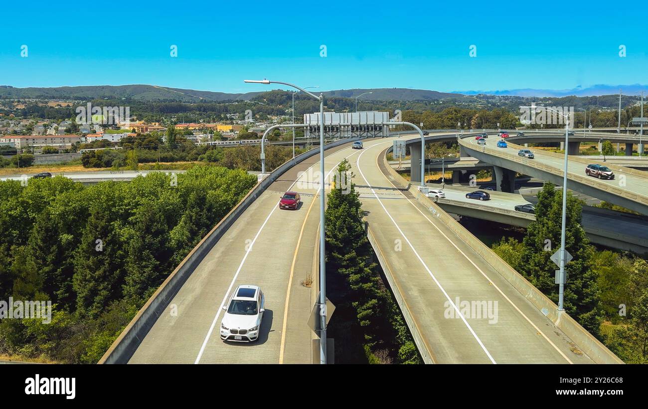 San Francisco, California, USA. August 2, 2024. Intersecting highways ...
