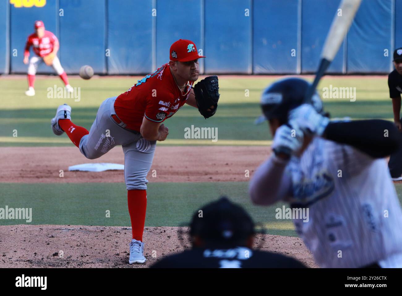 September 8, 2024, Monterrey, Nuevo Leon, Mexico: Edwin Fierro #58 of Diablos Rojos pitches the ...