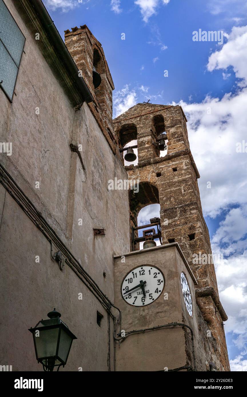 The two bell towers and the civic clock of the parish church of Santa ...