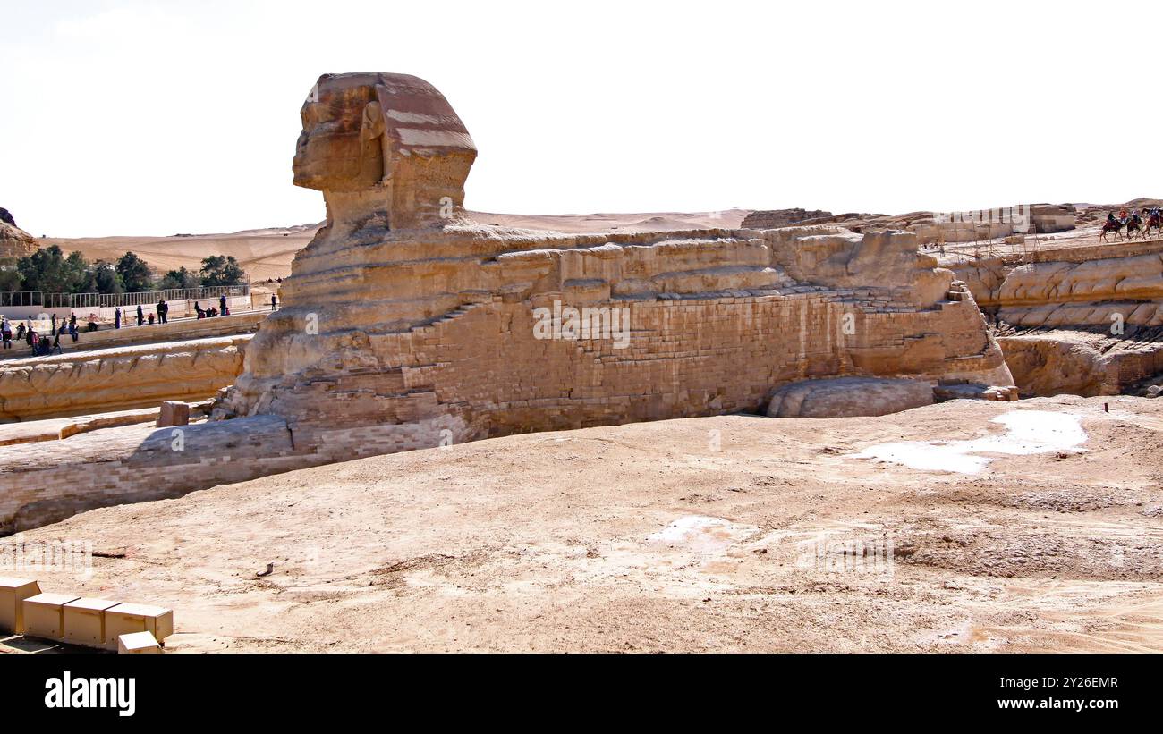 Cairo, Egypt - February 27, 2010: Profile View of Great Sphinx Head and ...