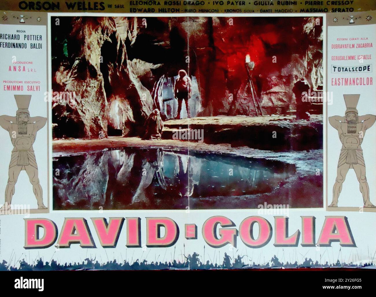 David and Goliath (1960) 024 - Vintage Italian Lobby Card Stock Photo ...