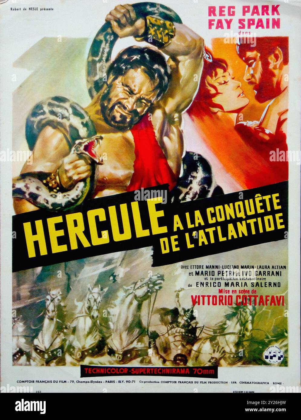 Hercules Conquers Atlantis (1961) - Vintage French Movie Poster Stock ...
