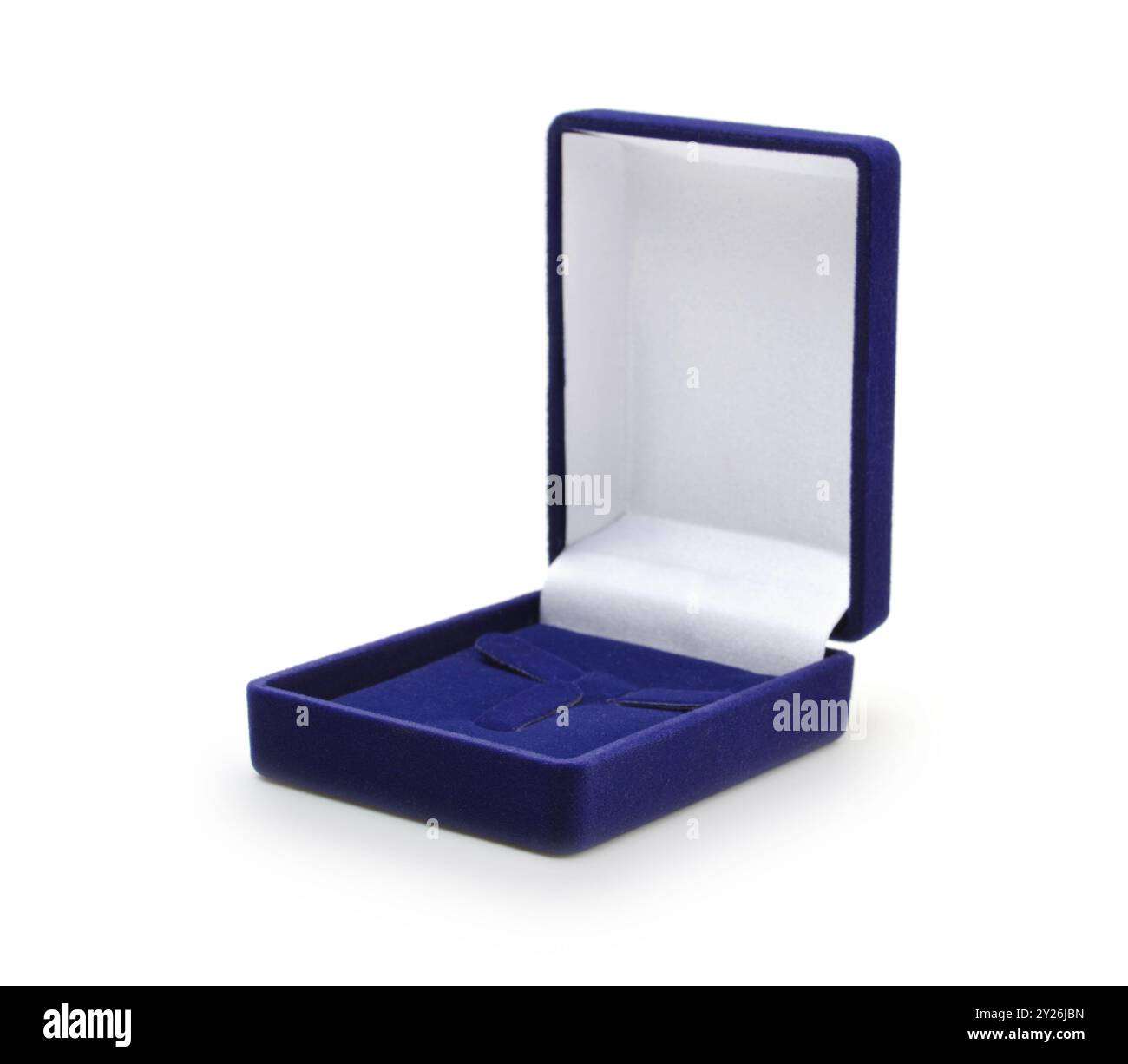 New blue opened velvet jewelry box isolated on white Stock Photo - Alamy