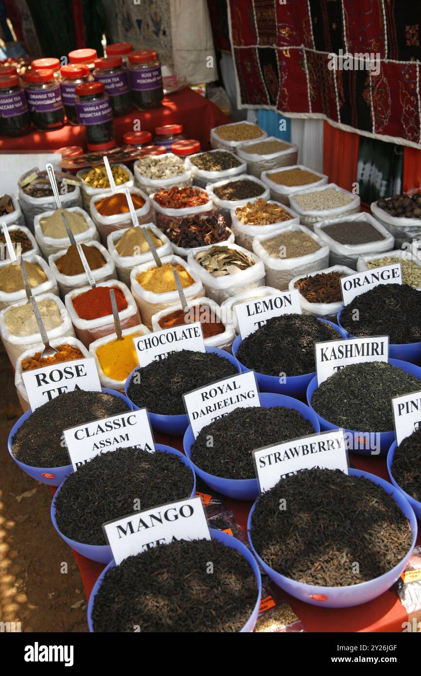 Spices on display, Anjuna market, Goa, India Stock Photo - Alamy