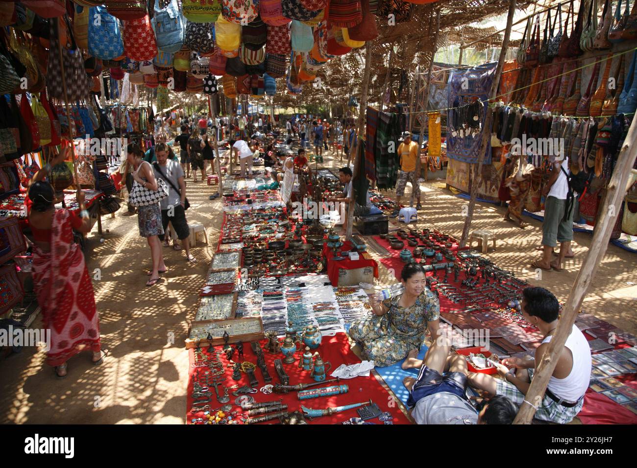 Anjuna flea market, Goa, India Stock Photo - Alamy