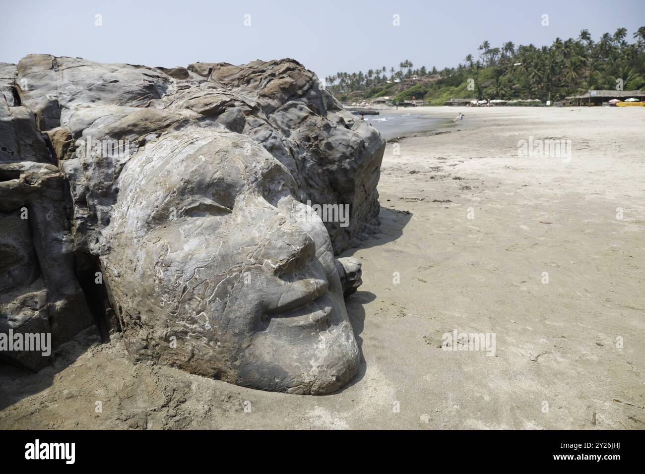 Beach sculptures of Shiva, Ozran Beach, Vagator, Goa, India Stock Photo ...