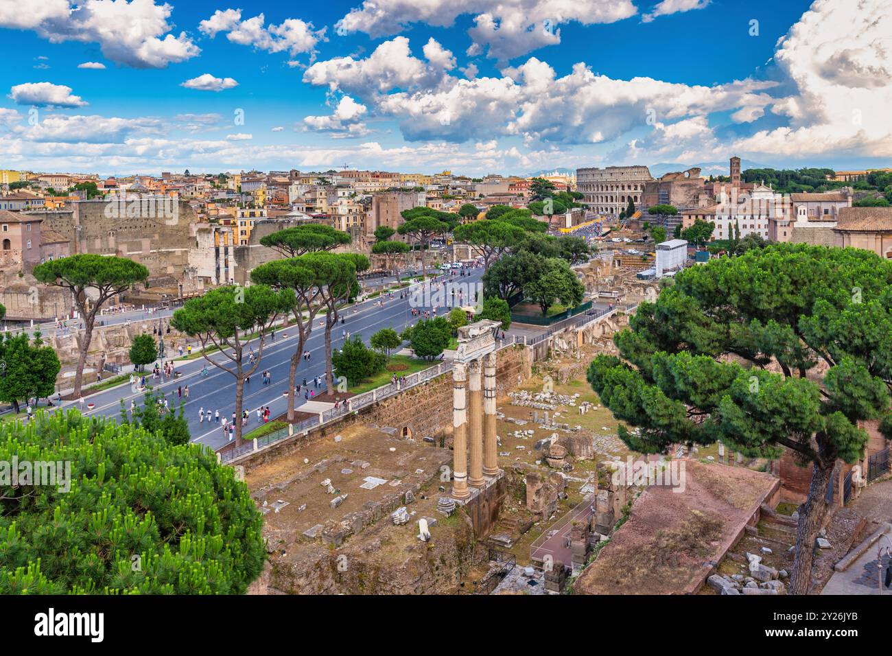 Rome Italy, high angle view city skyline at Roman Forum and Rome ...