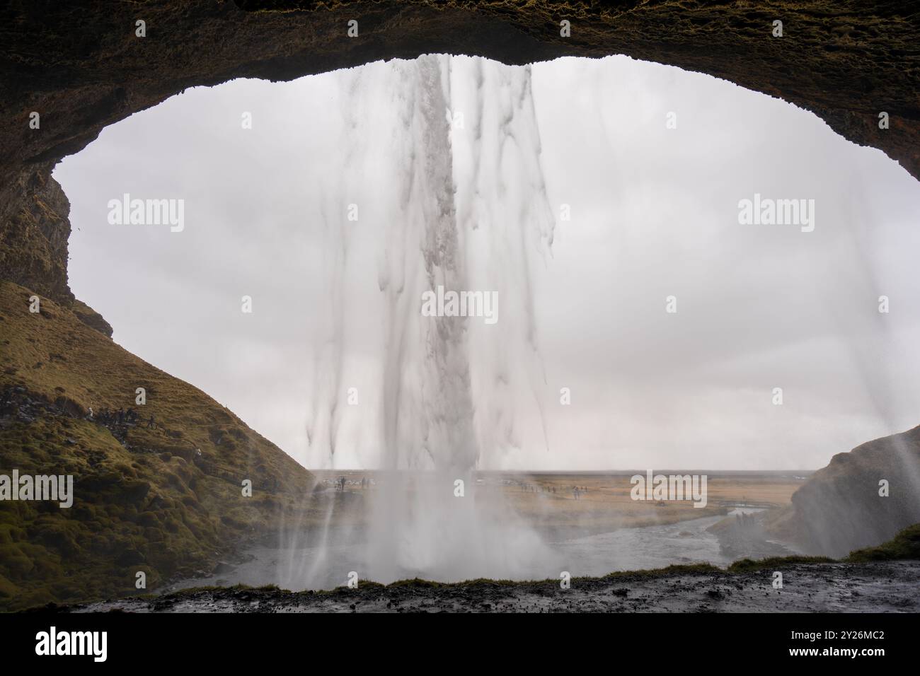 The majestic Seljalandsfoss waterfall is formed by meltwater from ...