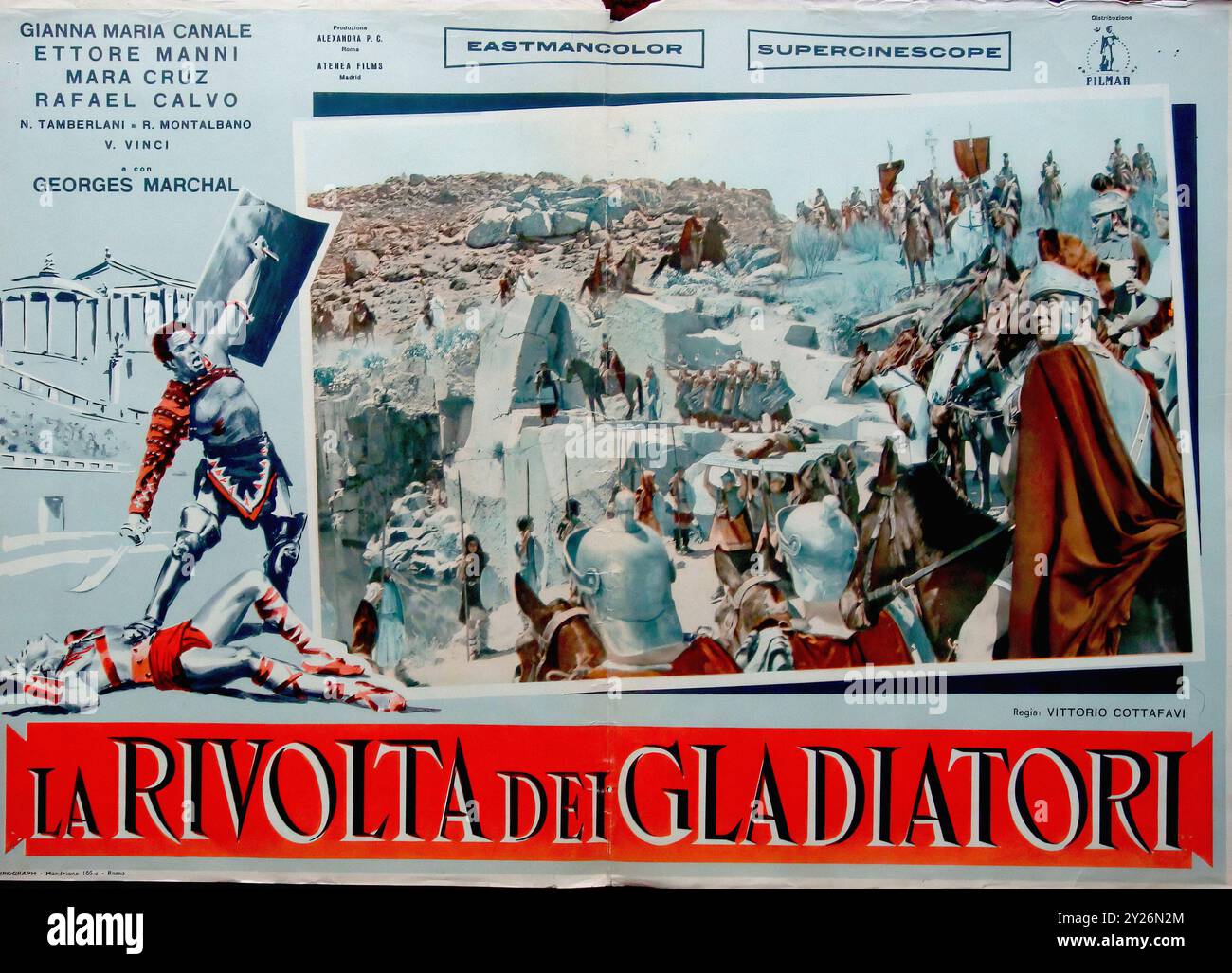 Warrior and the Slave Girl 001 - Vintage Italian Lobby Card Stock Photo ...