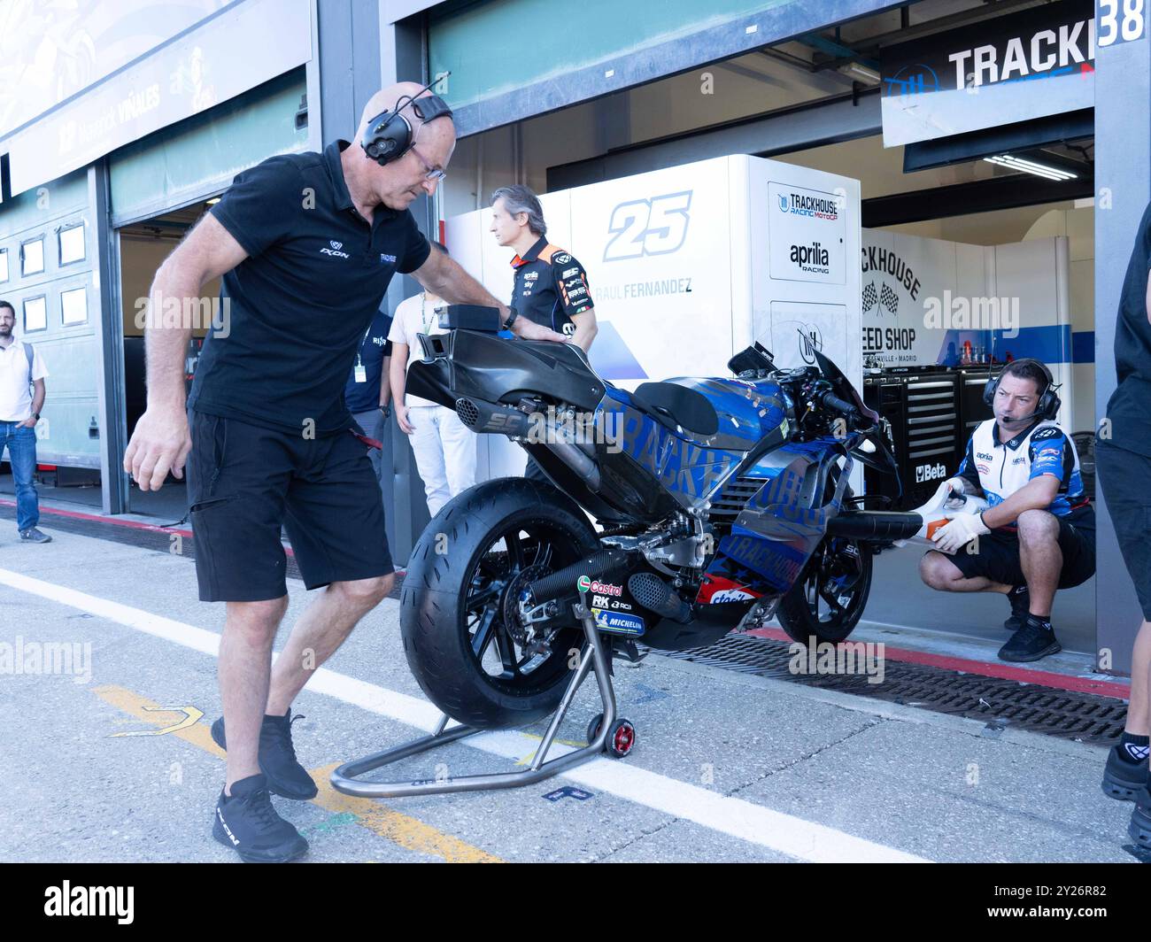Motorcycle Tails Aprilia during the MotoGp Test Monday at Misano World ...